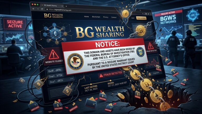 U.S. Seizes BG Wealth Sharing Domain in Massive $150M Crypto Scam